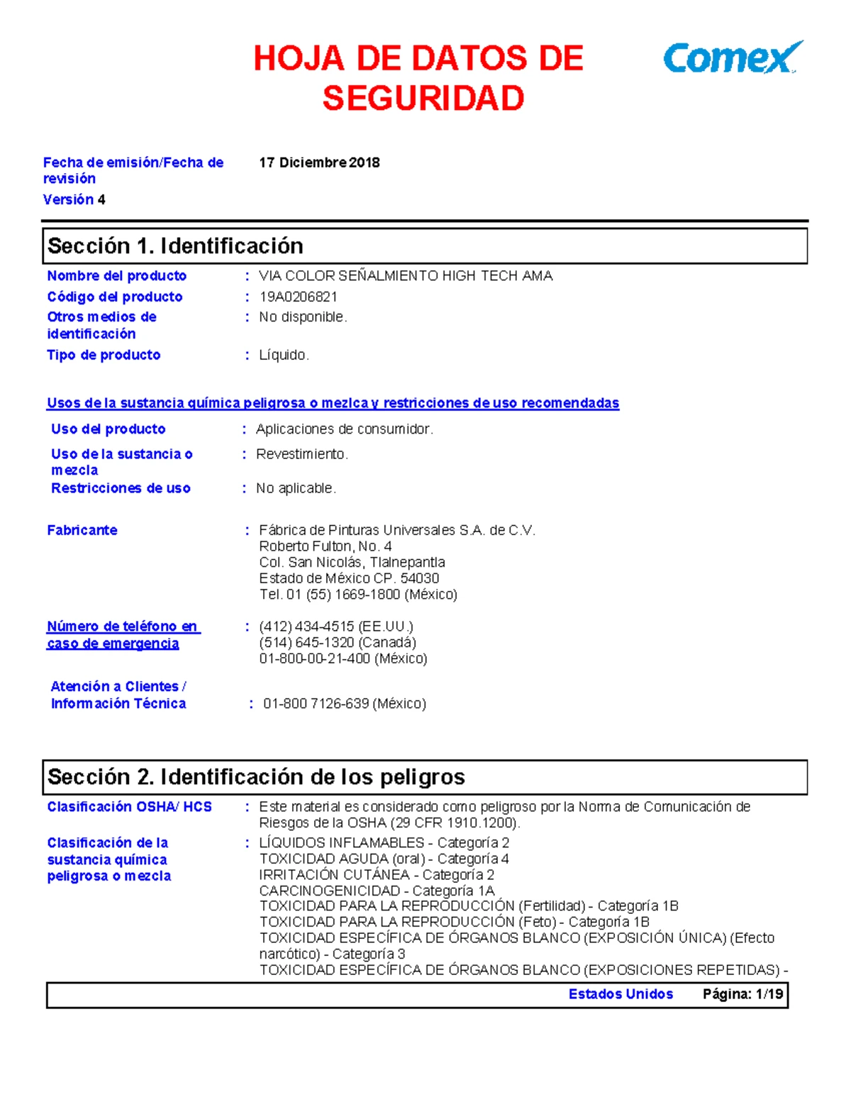 HDS Thinner Estandar EPH - COMEX THINNER ESTANDAR EPH No aplicable ...