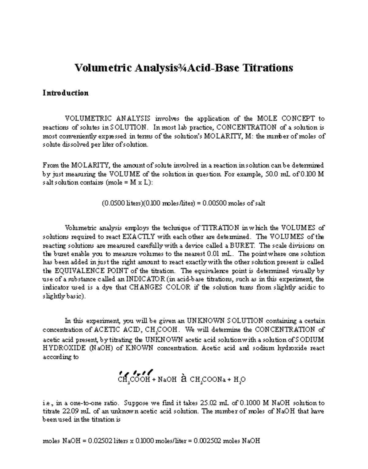 Volumetric-Analysis - This is the Volumetric Analysis Lab for General ...