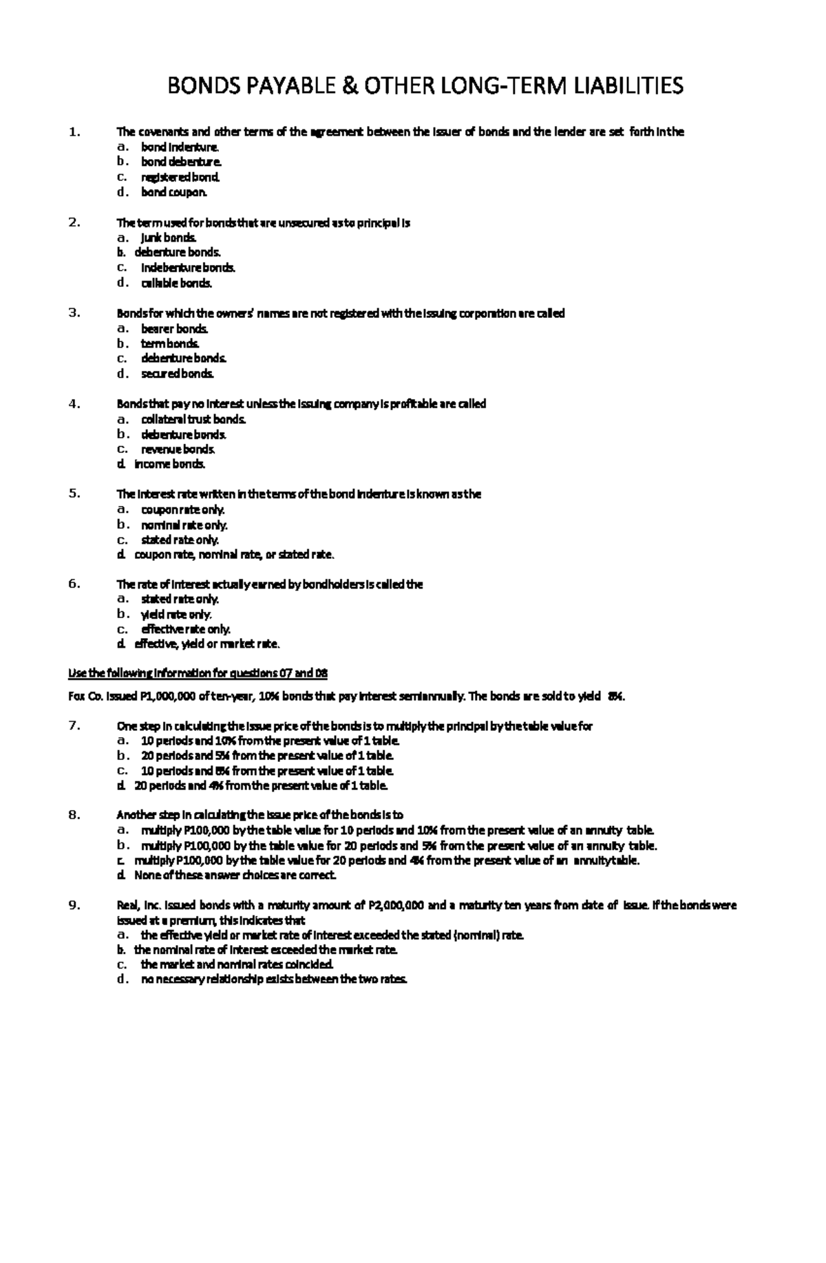 Liabilities - Bonds Payable & Long-Term Liabilities Overview - Studocu
