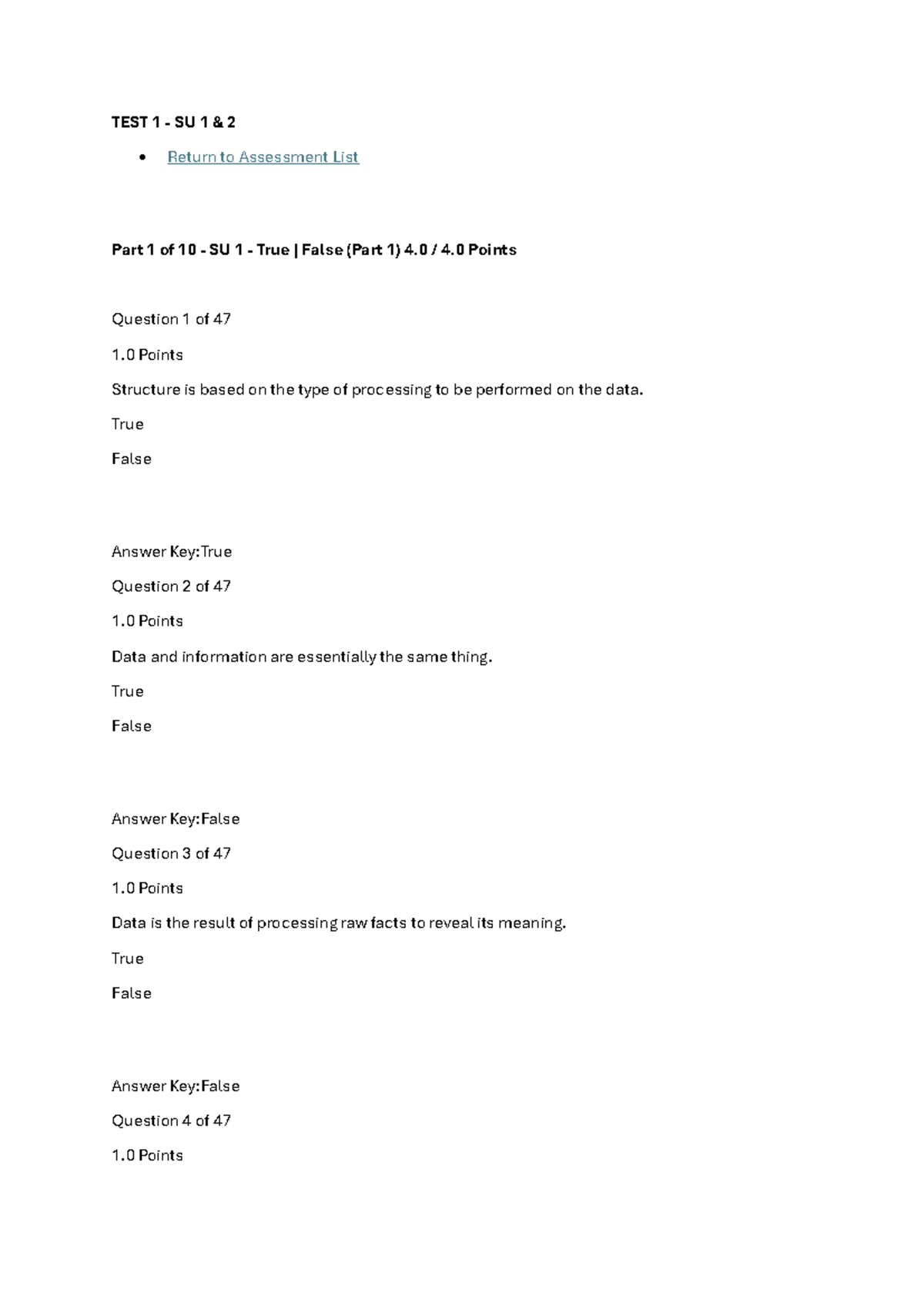 CMPG311 - TEST 1: True/False, MCQ & Short Answer (SU 1 & 2) - Studocu