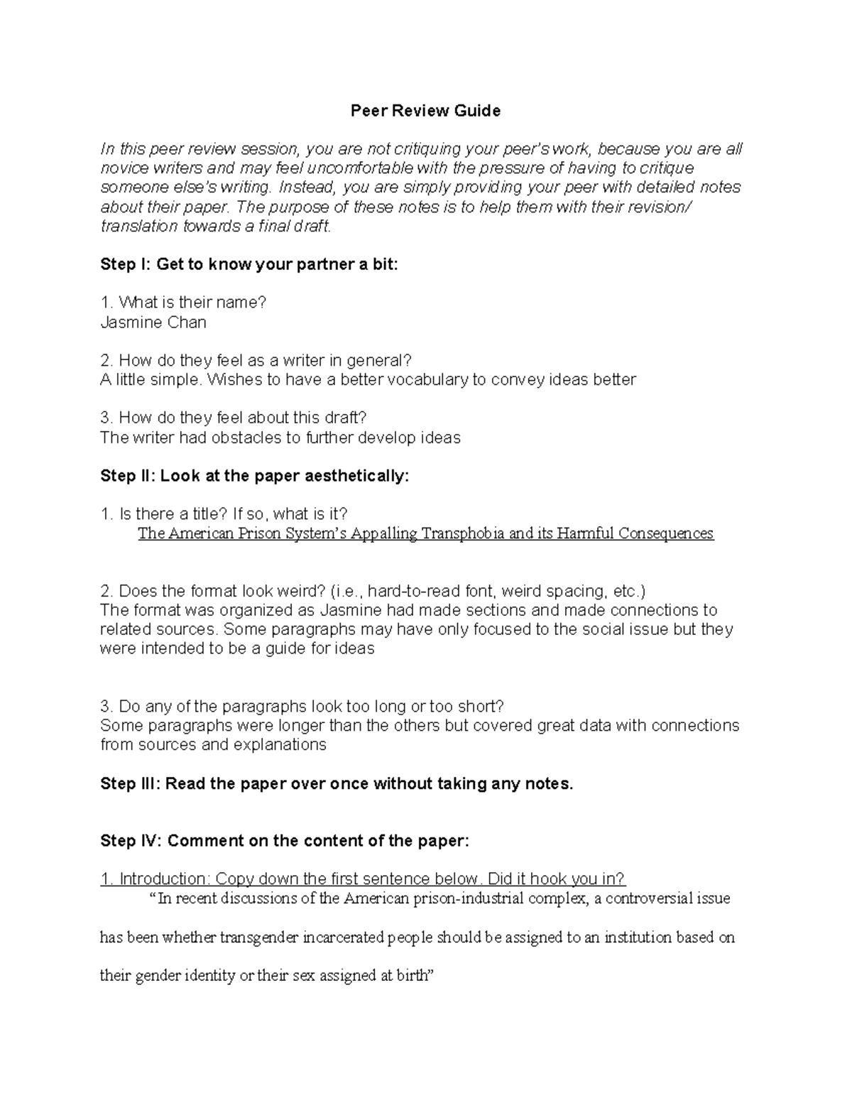 Essay 3 Peer Review Guide-1 - Peer Review Guide In this peer review ...
