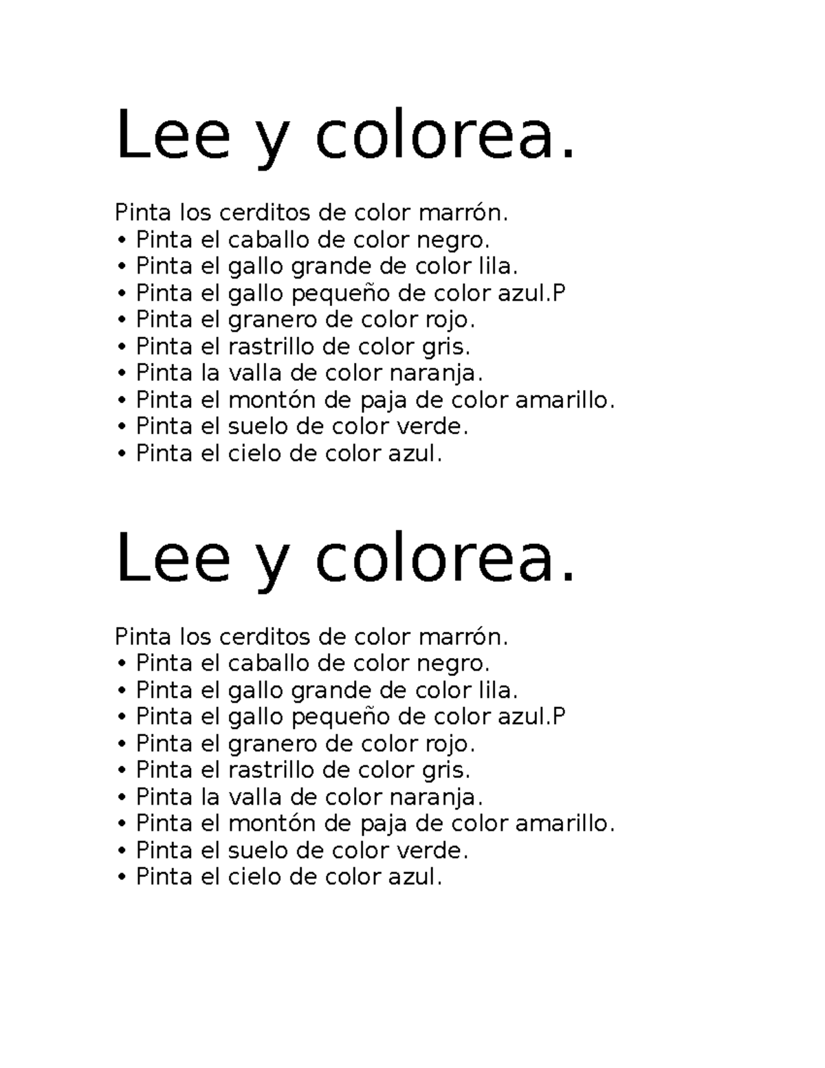 Lee y Colorea: Ejercicios de Lectura y Comprensión - Studocu