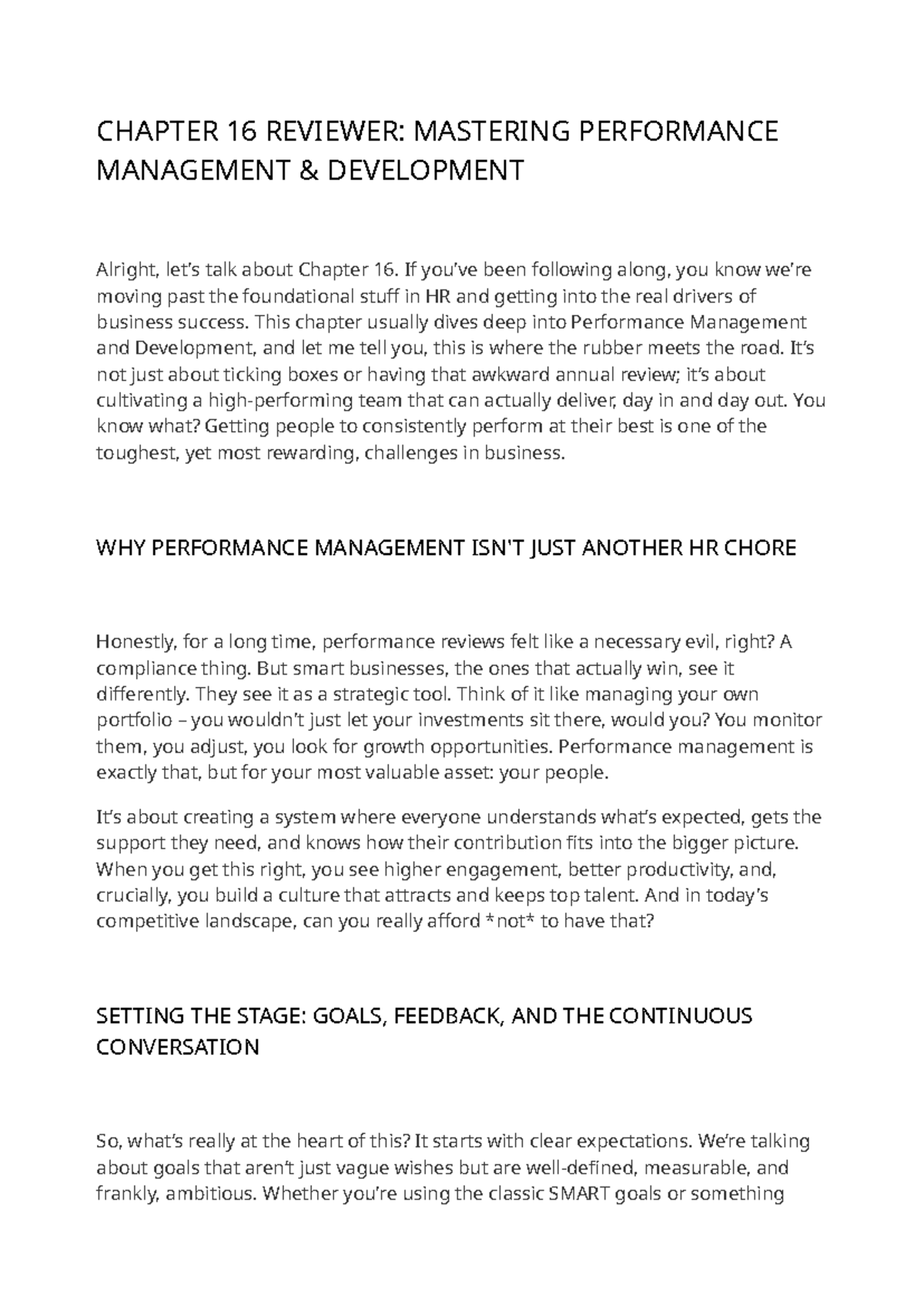 HRM 16: Mastering Performance Management & Development Review - Studocu