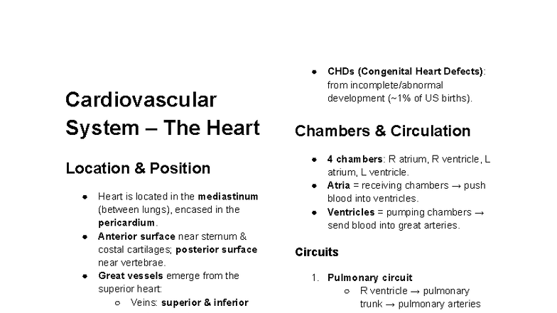 Cardiovascular System Overview: Heart Structure & Function (BIO 101 ...
