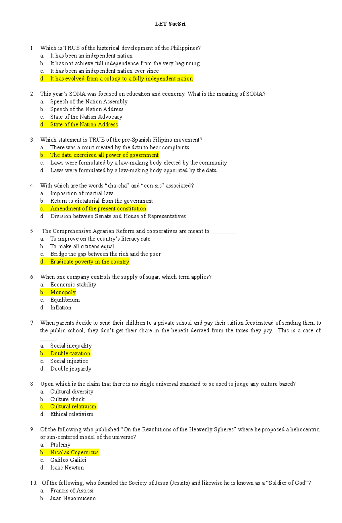 LET SocSci Social Science Reviewer: Key Concepts & Exam Questions - Studocu
