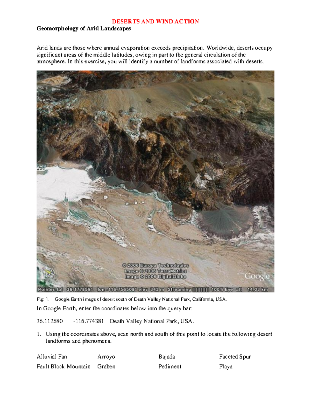 Geomorphology of Arid Landscapes - DESERTS AND WIND ACTION ...