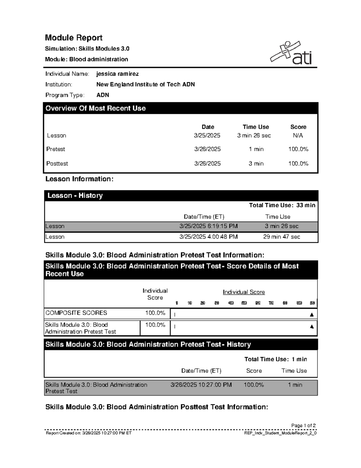Ati week 1 blood admin - ati assignment report - Module Report ...