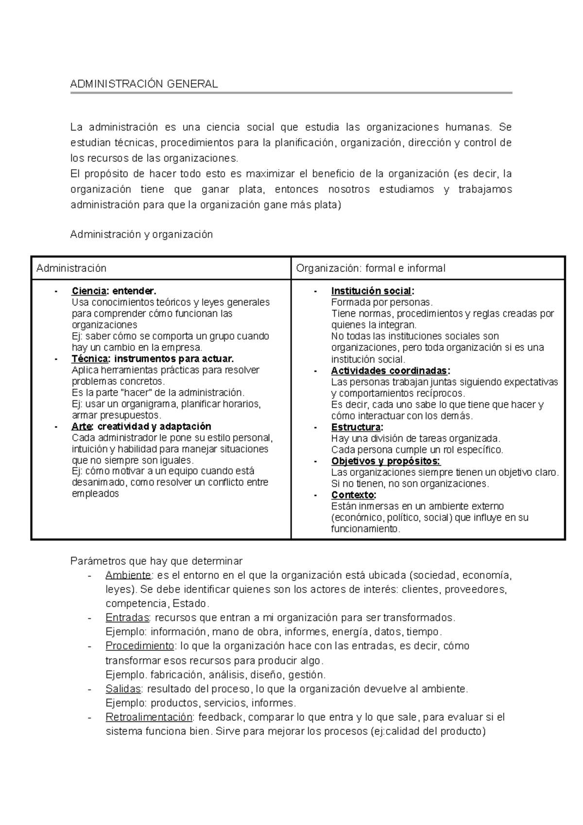 ADMINISTRACIÓN GENERAL: Resumen de Conceptos Clave y Teorías - Studocu