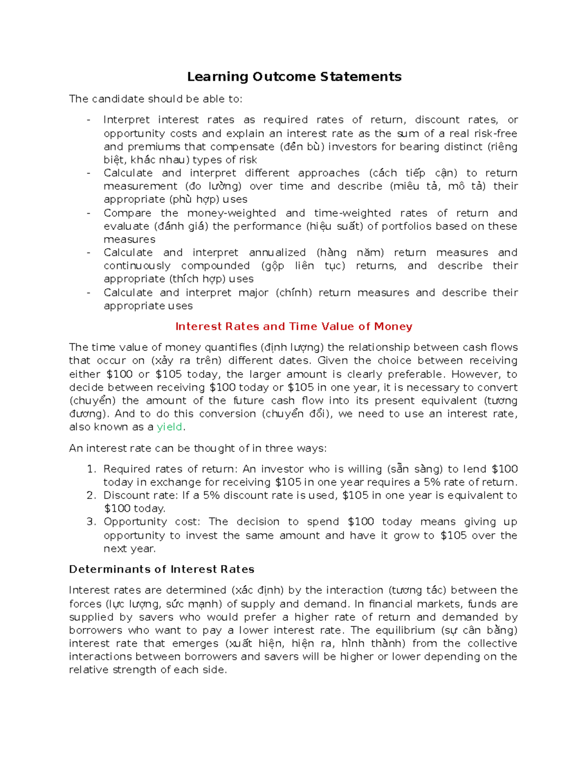 Interest Rates and Time Value of Money - Learning Outcome Statements ...