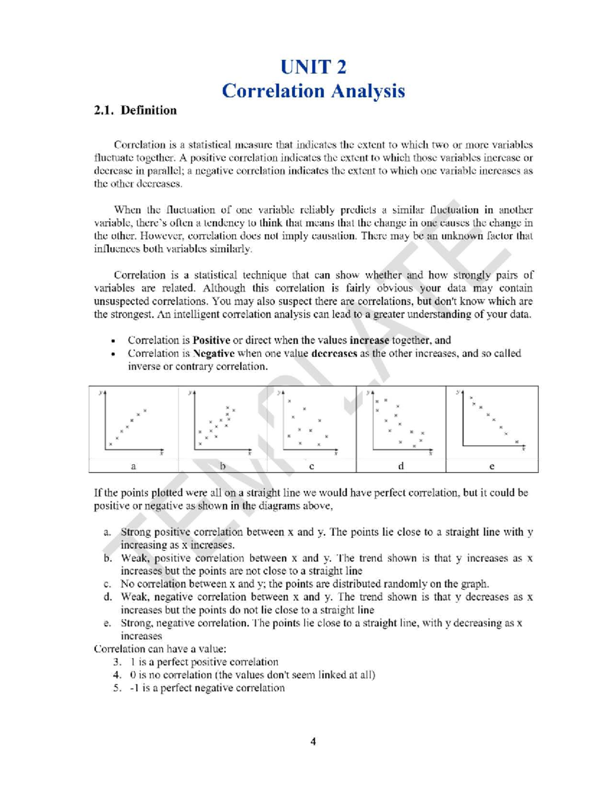 UNIT 2: Correlation Analysis in Biometrics - Studocu