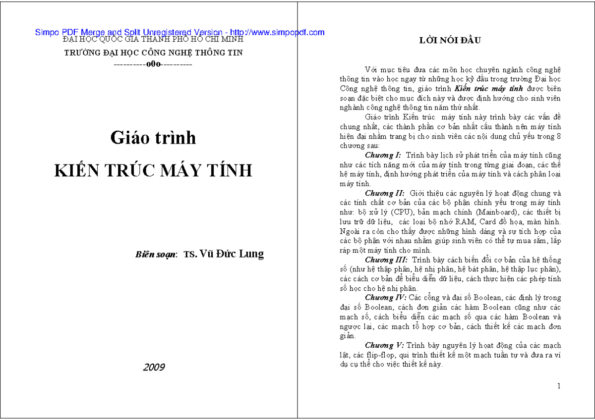 Giáo trình kiến trúc máy tính - Vũ Đức Lung - ð I H C QU C GIA THÀNH PH H CHÍ MINH TRƯ NG ð I H ...