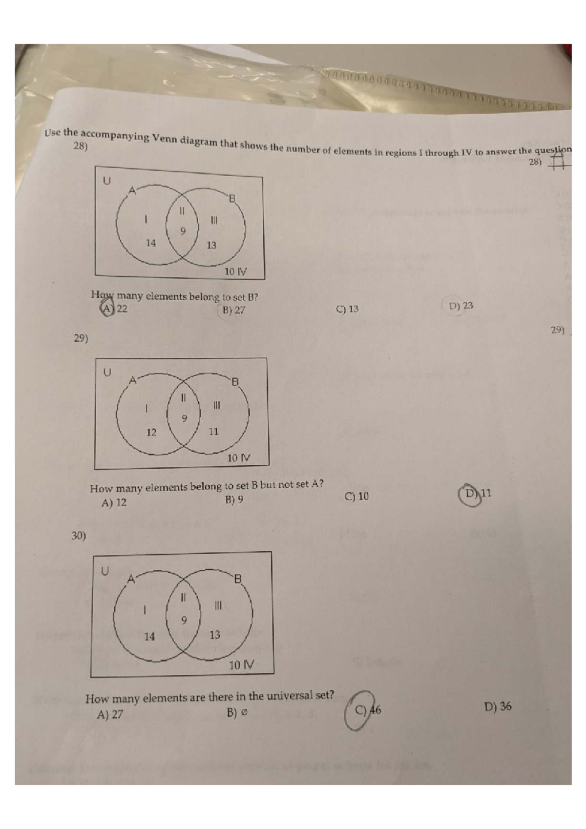Venn Diagram Analysis and Set Theory Review for MGF1130 - Studocu