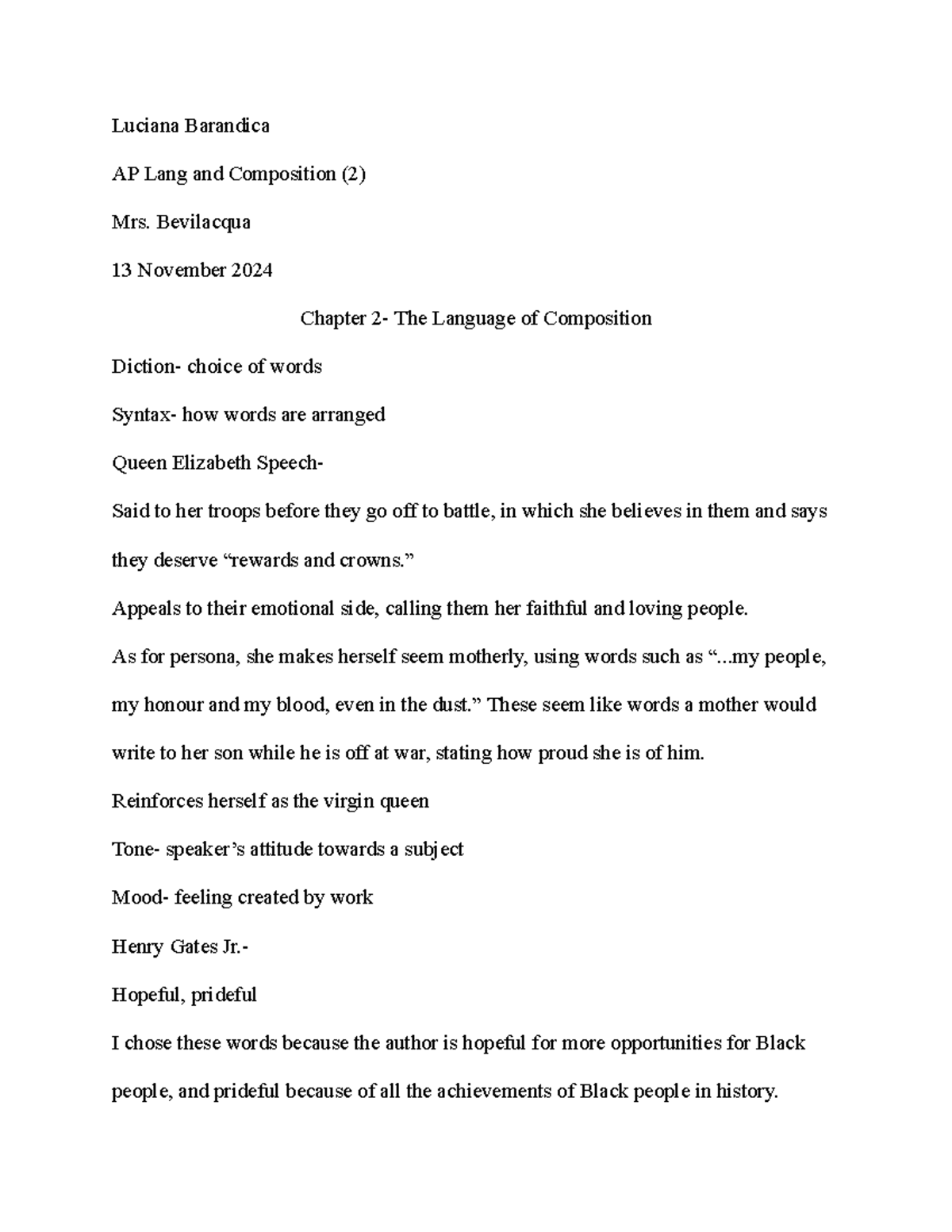 Chapter 2 ap lang notes - Ch 2 of the book - Luciana Barandica AP Lang ...