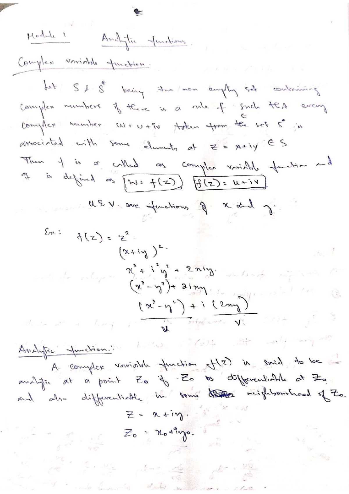 Analytic Functions in Complex Variables: CVLA Notes P-1 - Studocu