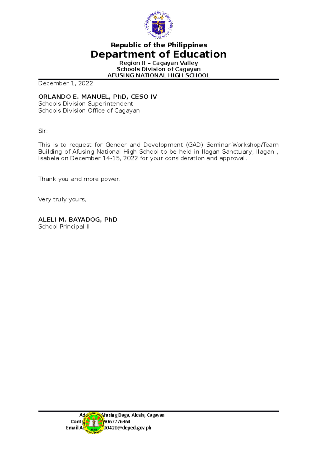 GAD Seminar-Workshop & Team Building Proposal - December 2022 - Studocu