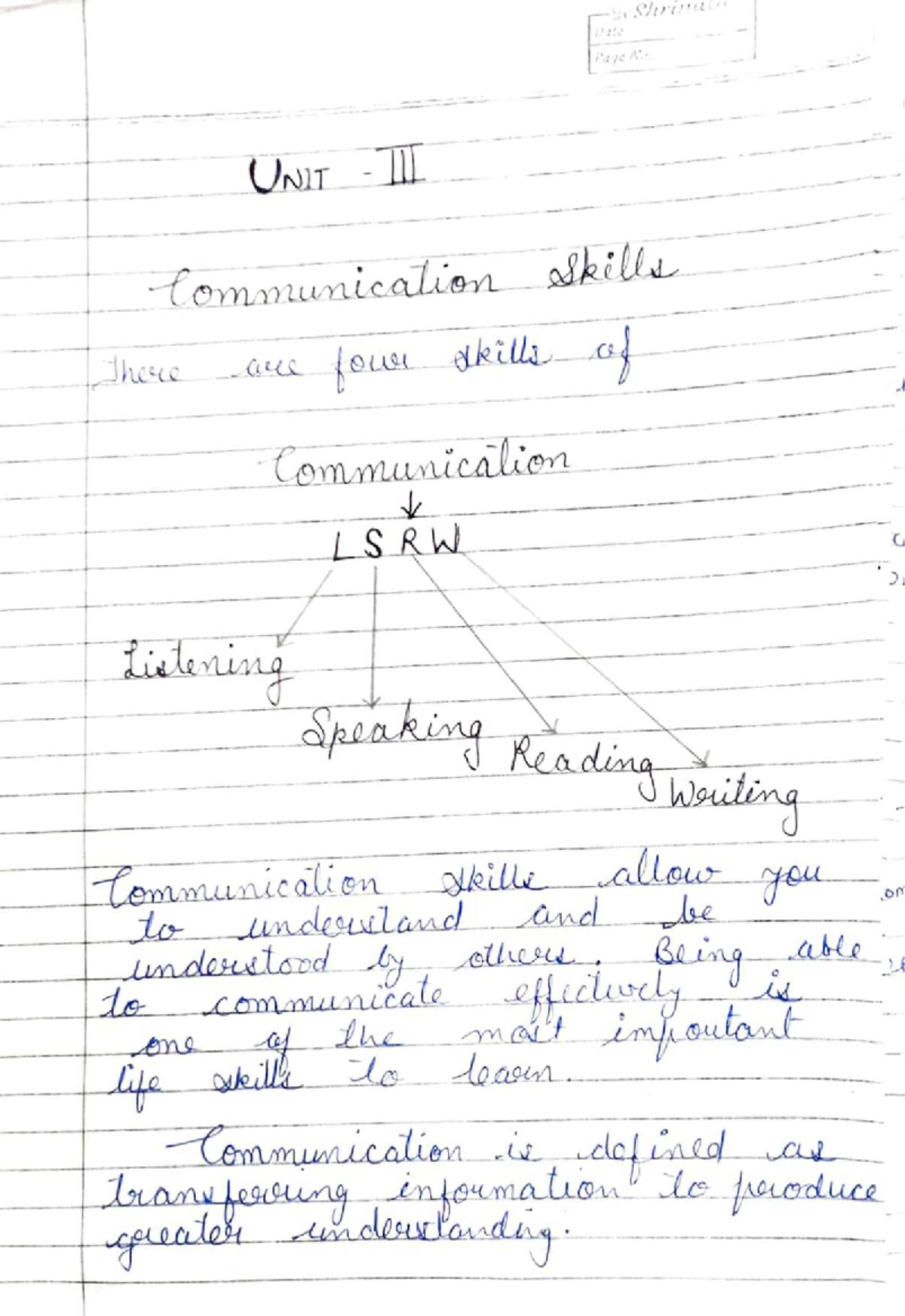 Unit 3 C S - Technical Communication: Mastering LSRW Skills - Studocu