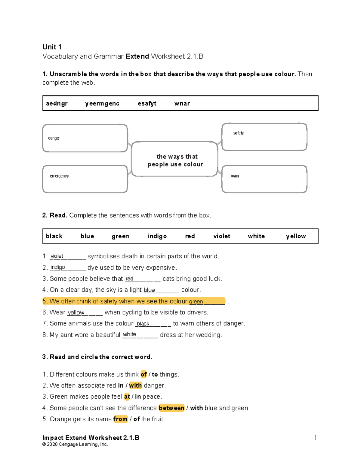 Impact 2 Unit 1 Vocabulary and Grammar Extend Worksheet 2.1 - Studocu