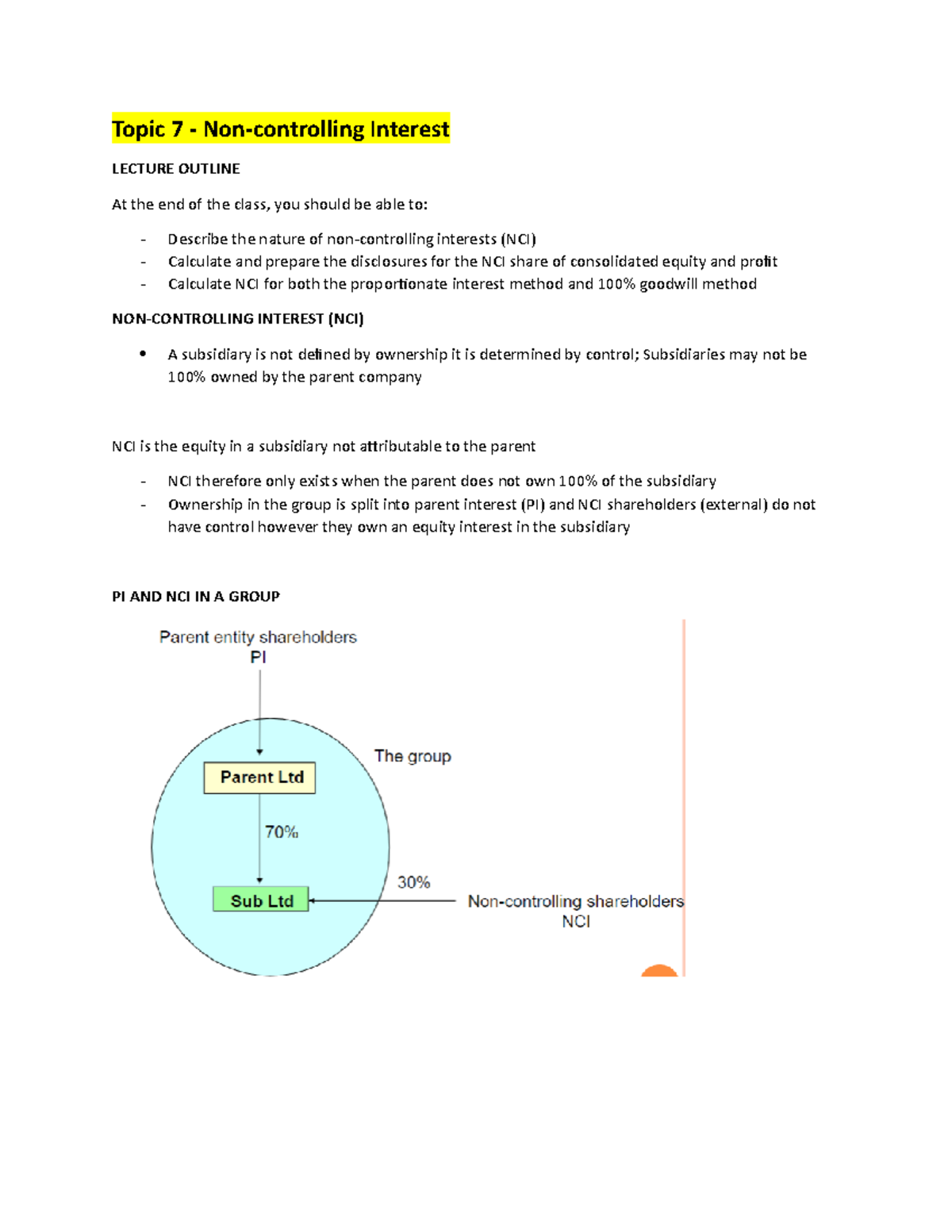 ABC Topic 7 - Non-controlling Interest - Topic 7 - Non-controlling ...