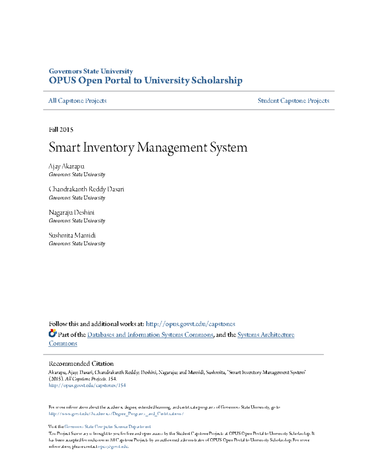 Smart Inventory Management System srs - Governors State University OPUS ...