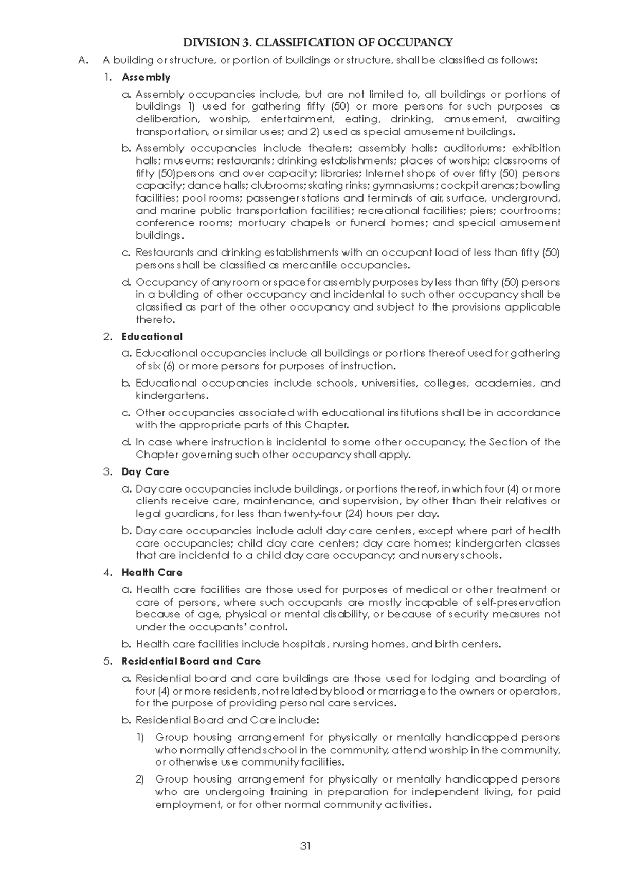 Building Occupancy according to RA 9514 - 31 DIVISION 3. CLASSIFICATION ...