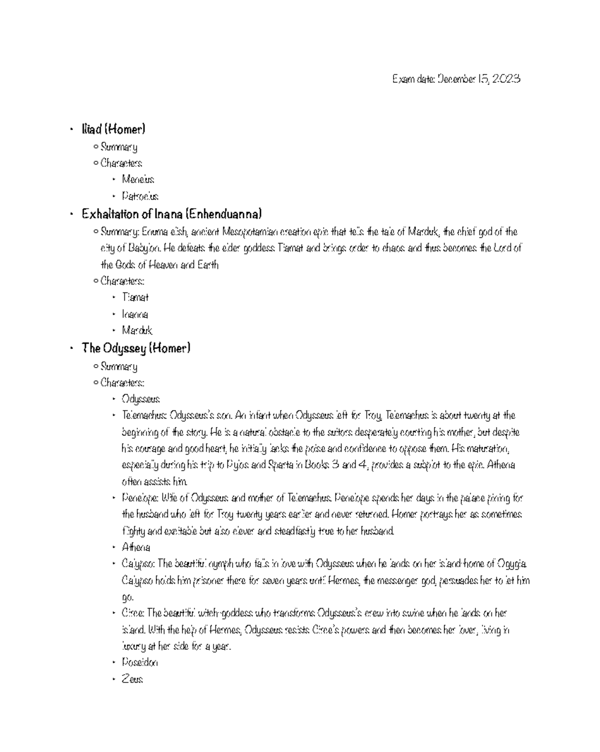 Lit Hum Final Exam - Comprehensive Study Guide for Key Texts - Studocu