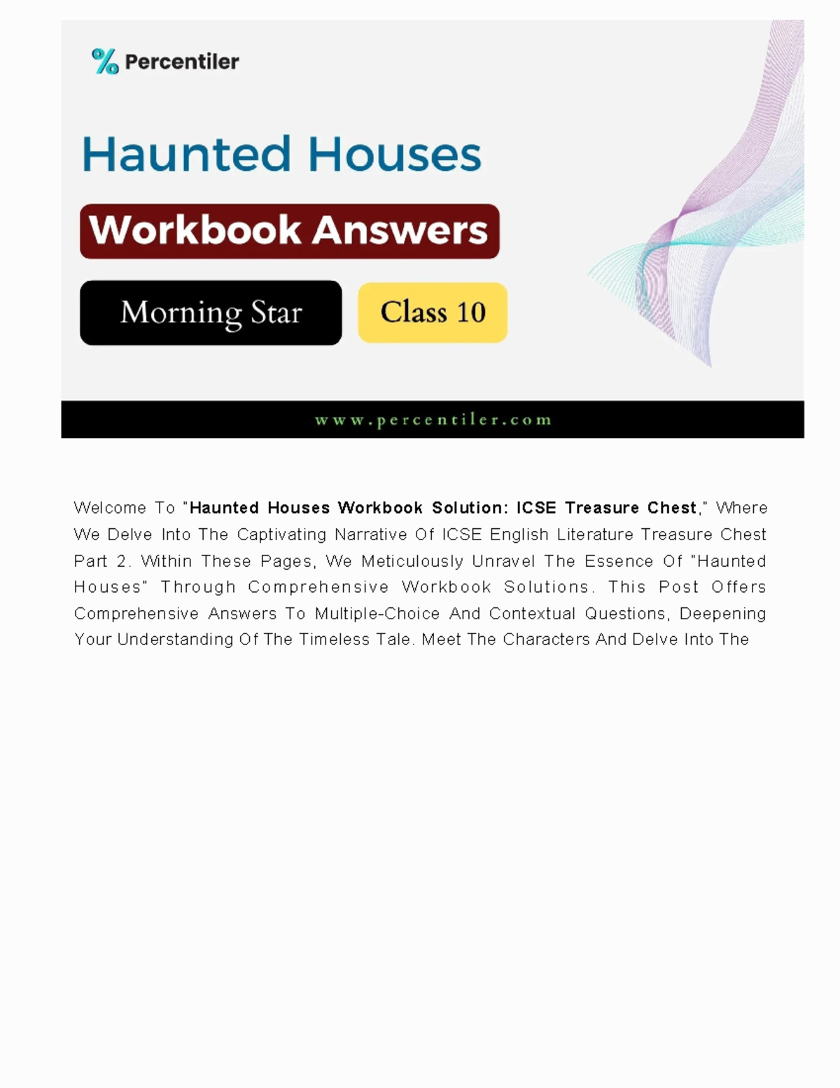 Haunted Houses Workbook Solutions: ICSE Treasure Chest Overview - Studocu