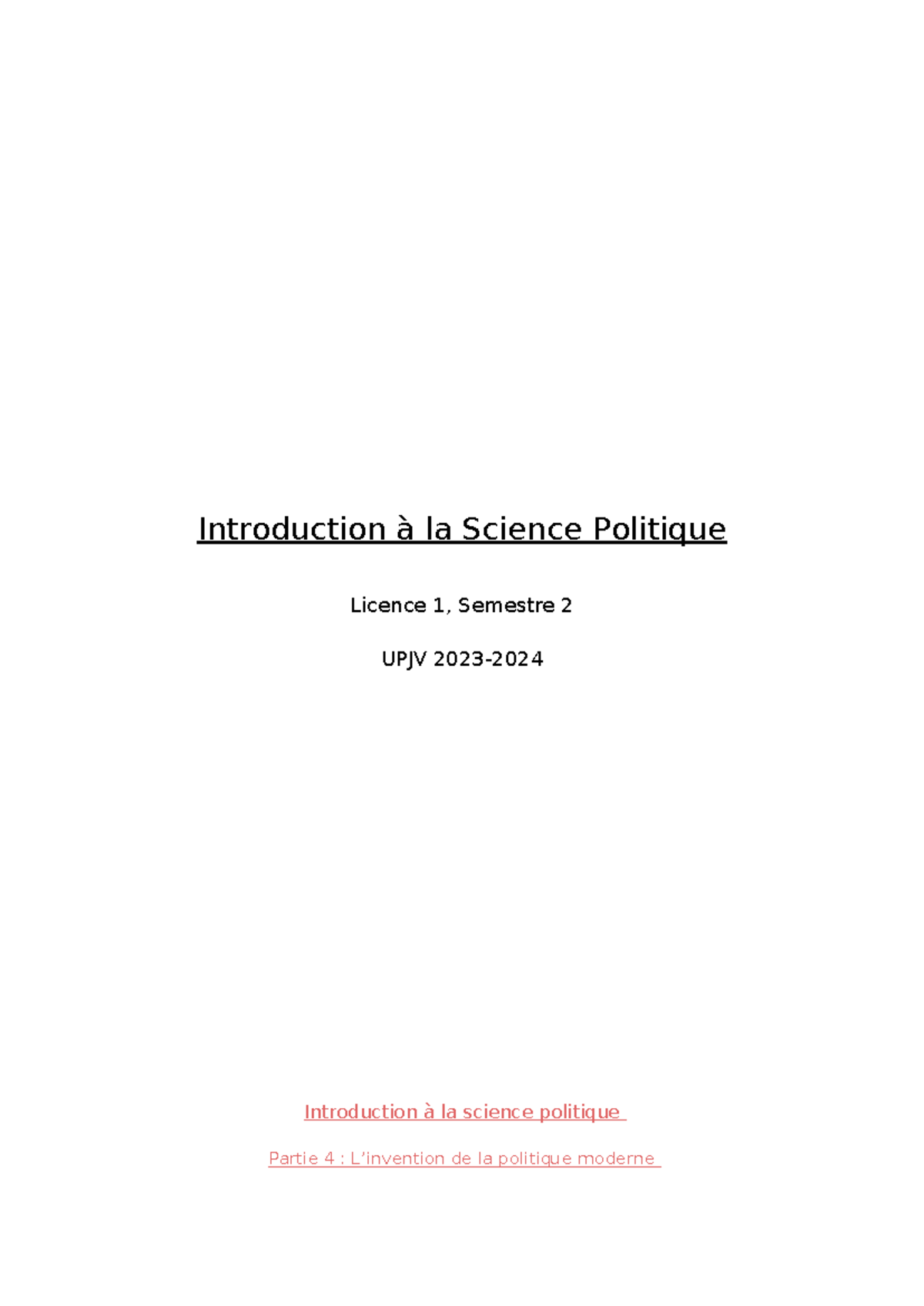 Introduction à la Science Politique : Licence 1 - Semestre 2 (UPJV 2023 ...