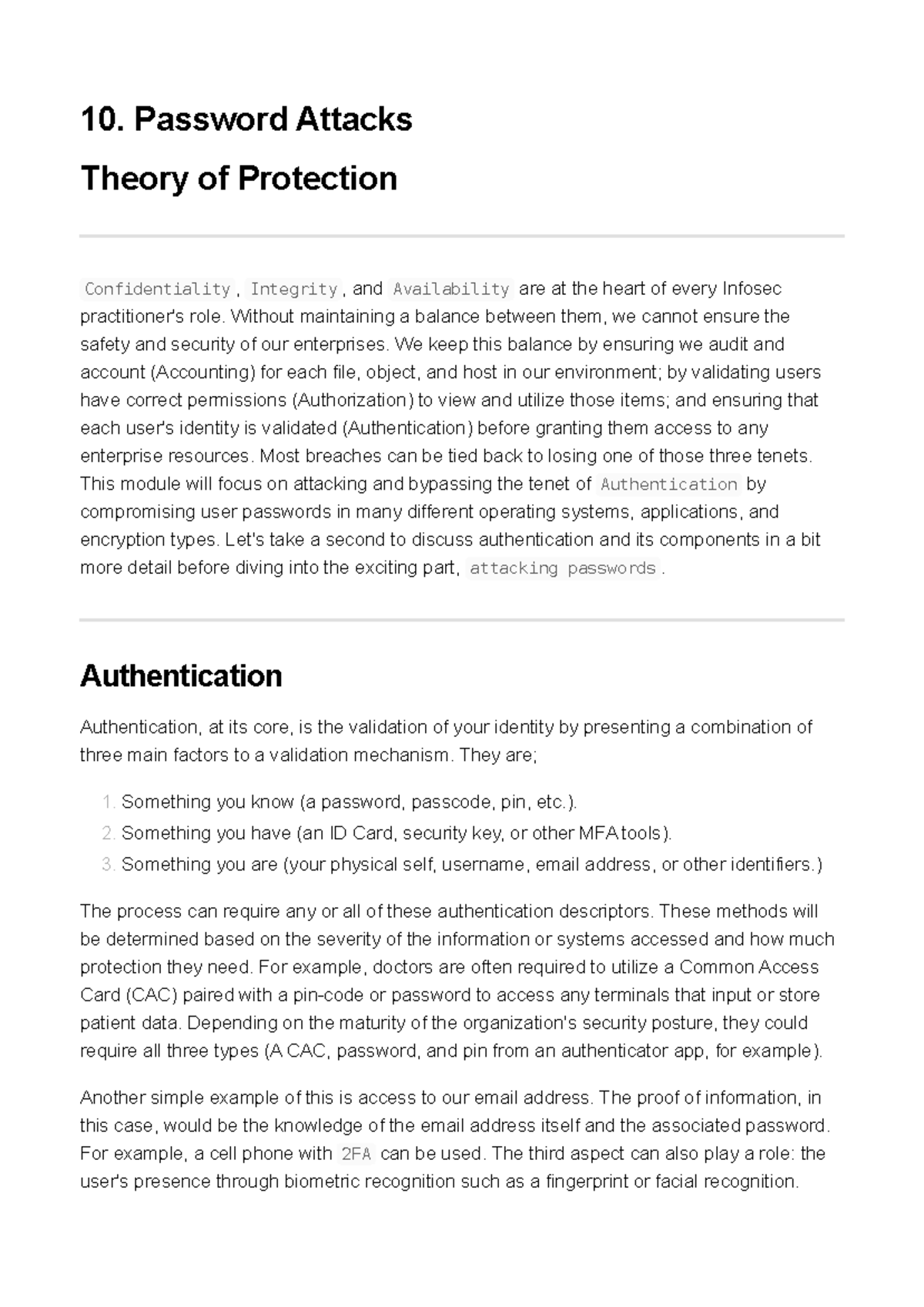 10. Password Attacks: Theory & Protection in Infosec (Module 10) - Studocu