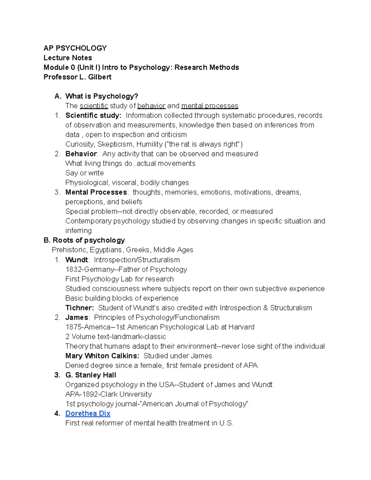 AP PSYCHOLOGY Lecture Notes: Module 0 - Intro to Research Methods - Studocu