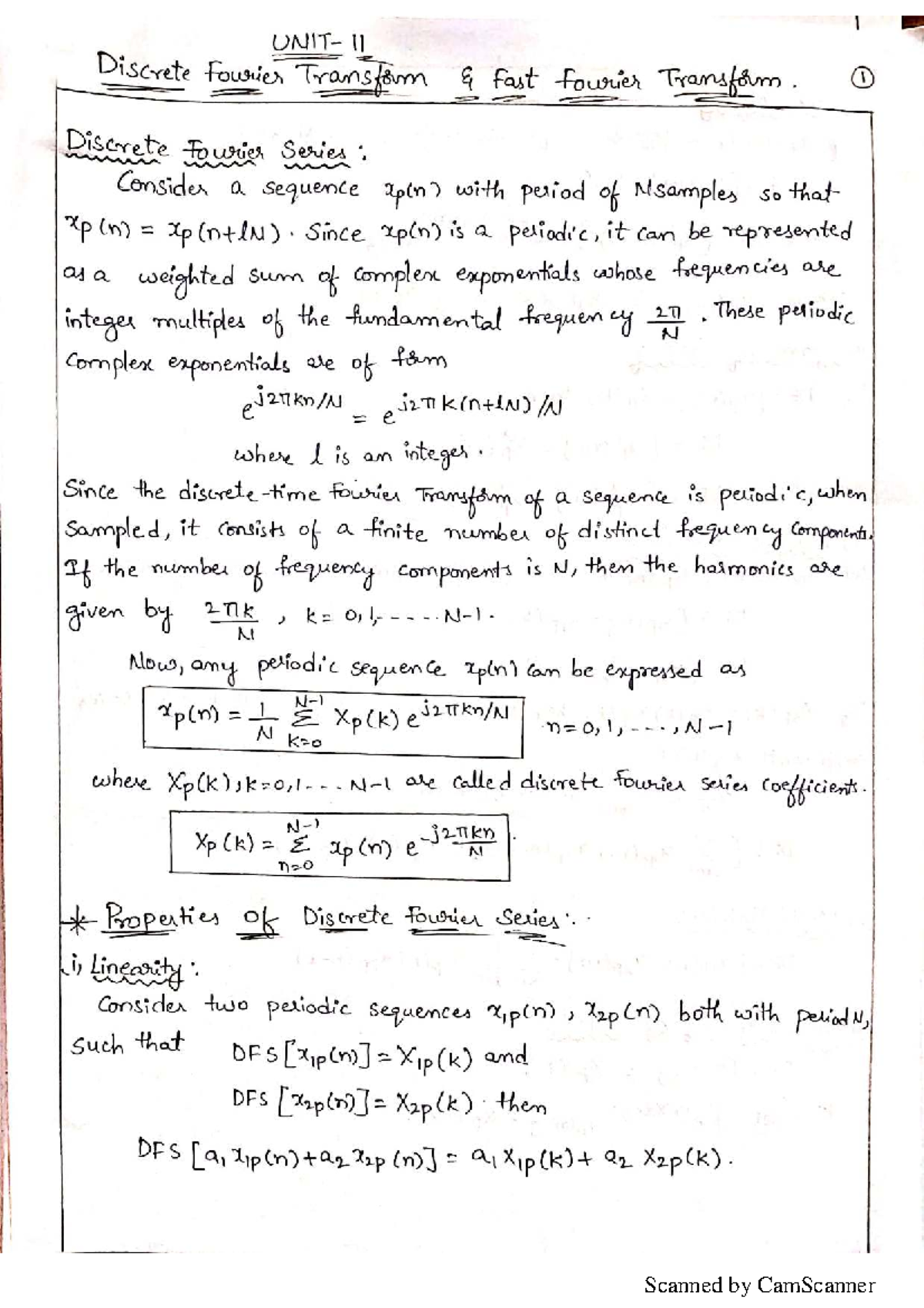 1 11 Discrete Fourier Transform & Fast Fourier Transform Notes - Studocu