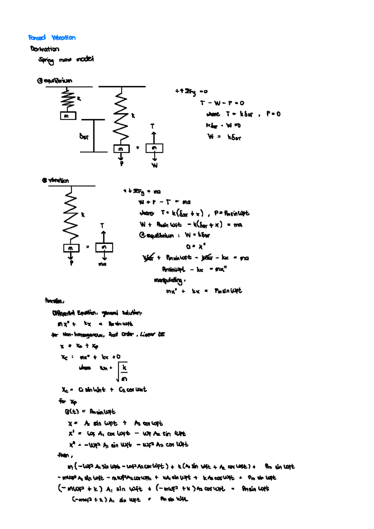 Solved Problems for VIB 1: Forced Vibration Derivation and Analysis - Studocu