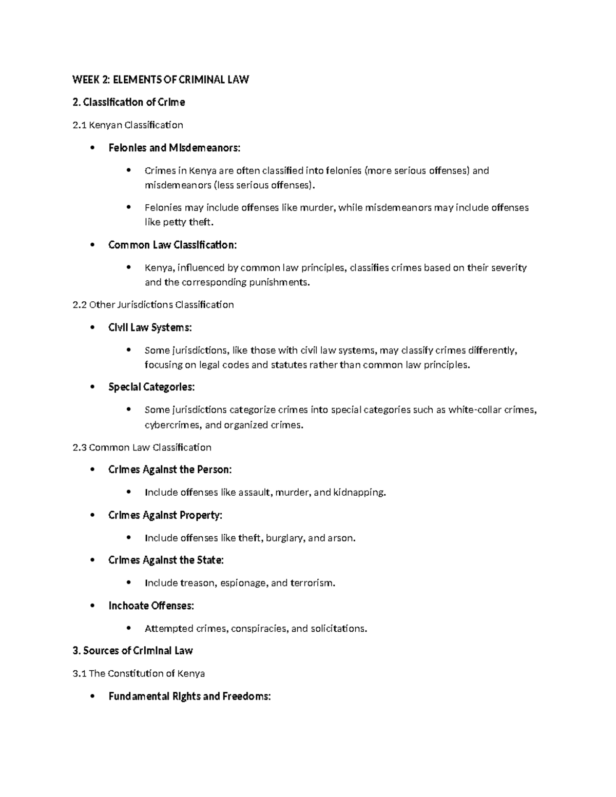 WEEK 2: Elements of Criminal Law - Classification of Crimes in Kenya ...