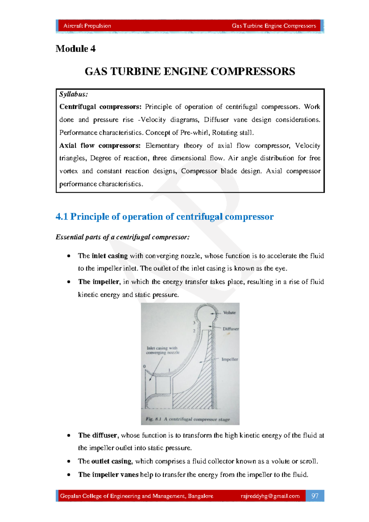Module 4: Aircraft Propulsion Gas Turbine Engine Compressors Notes ...