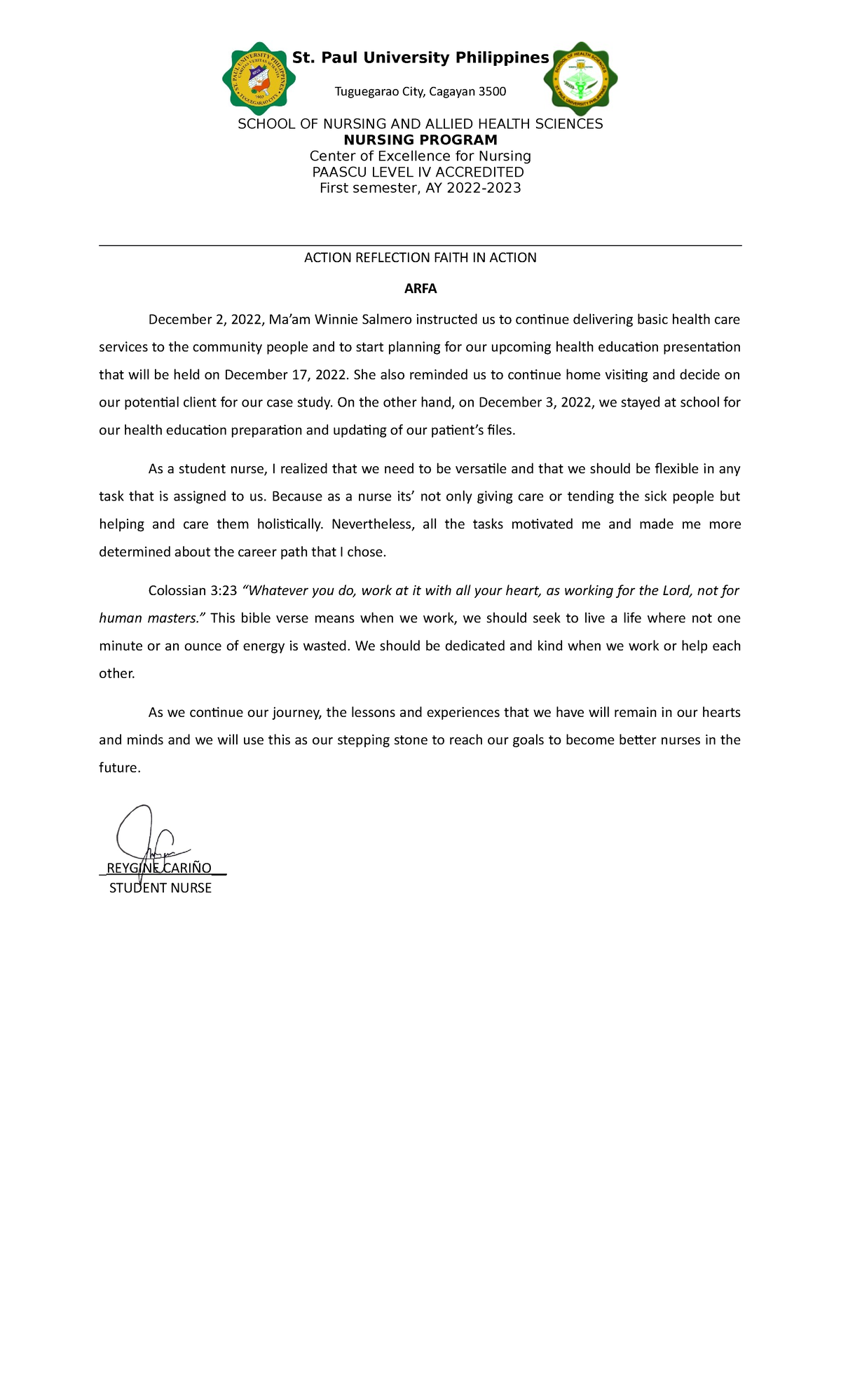 ARFA DEC 2-3 - chn - St. Paul University Philippines Tuguegarao City ...