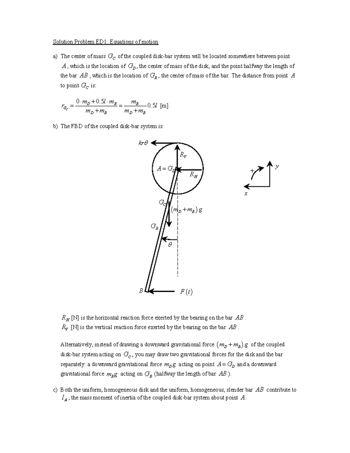 Solutions Exam2122 ED-part - Dynamica - TU Eindhoven - Studeersnel