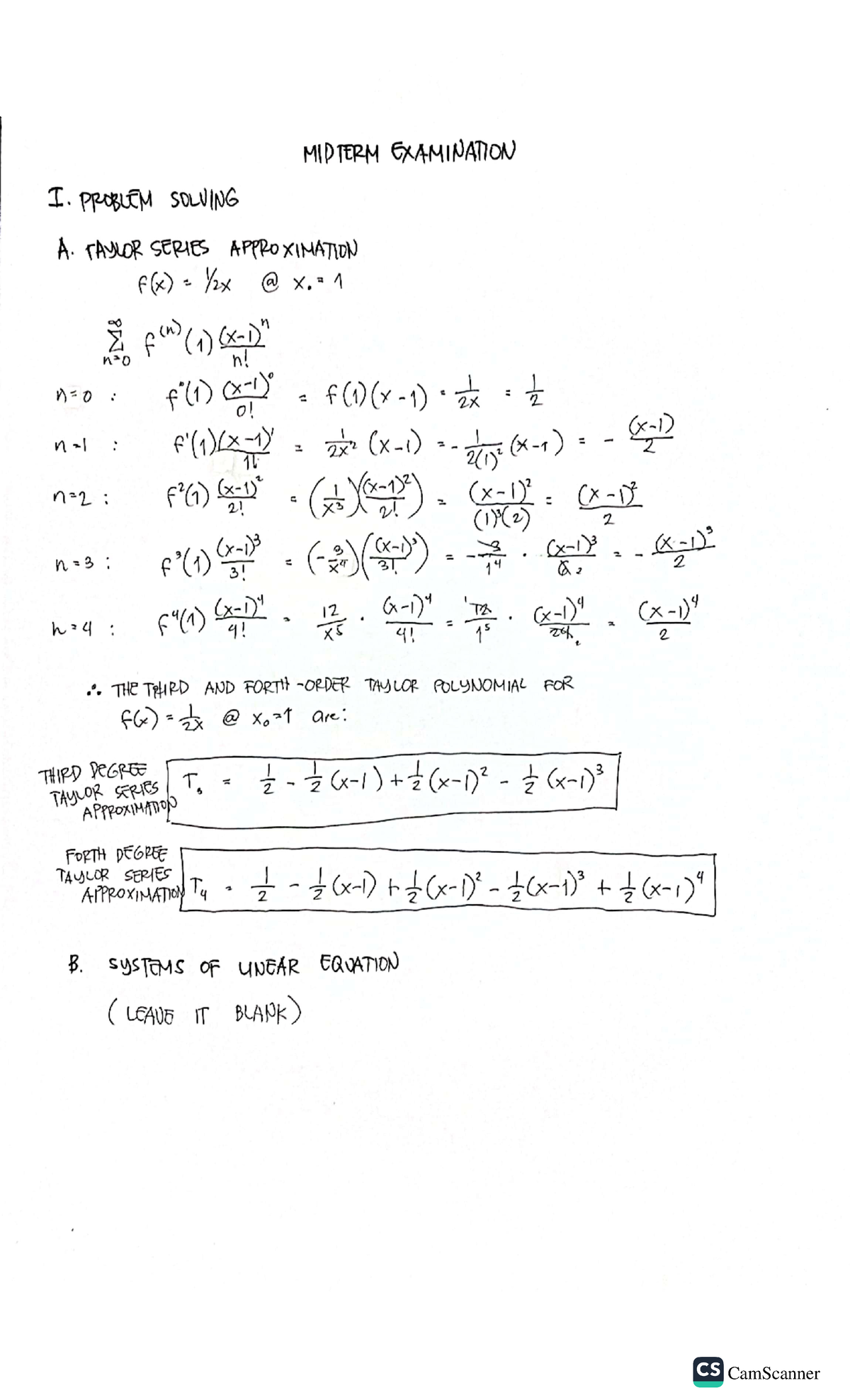 Advanced Mathematics - Midterm Examination - Mechanical Engineering ...