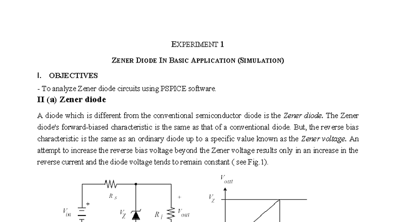 Lab1 - Zener Diode Basic Application Experiment (Simulation) - Studocu