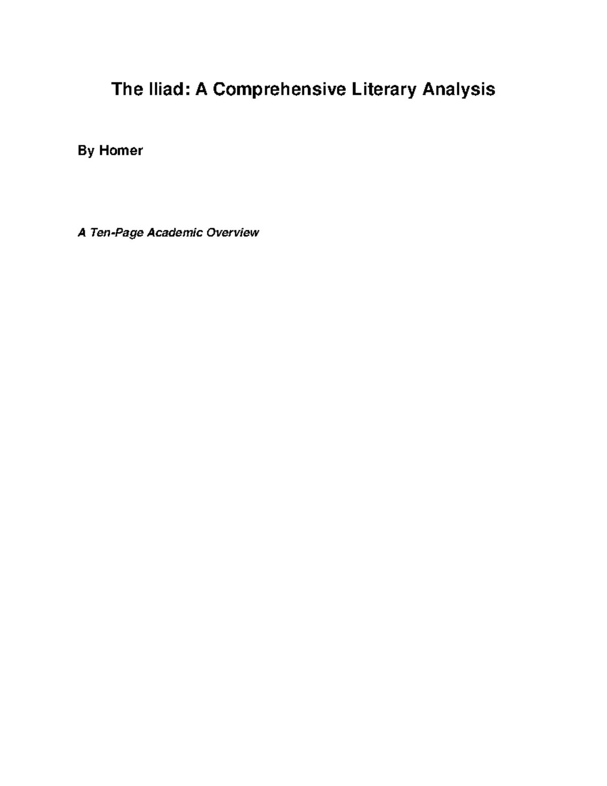 The Iliad (HUM 101): In-Depth Literary Analysis and Themes - Studocu