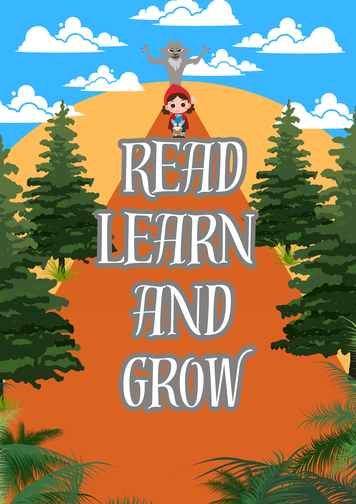 Orange and Blue Reading Classroom Quote Poster - Read Learn and Grow ...