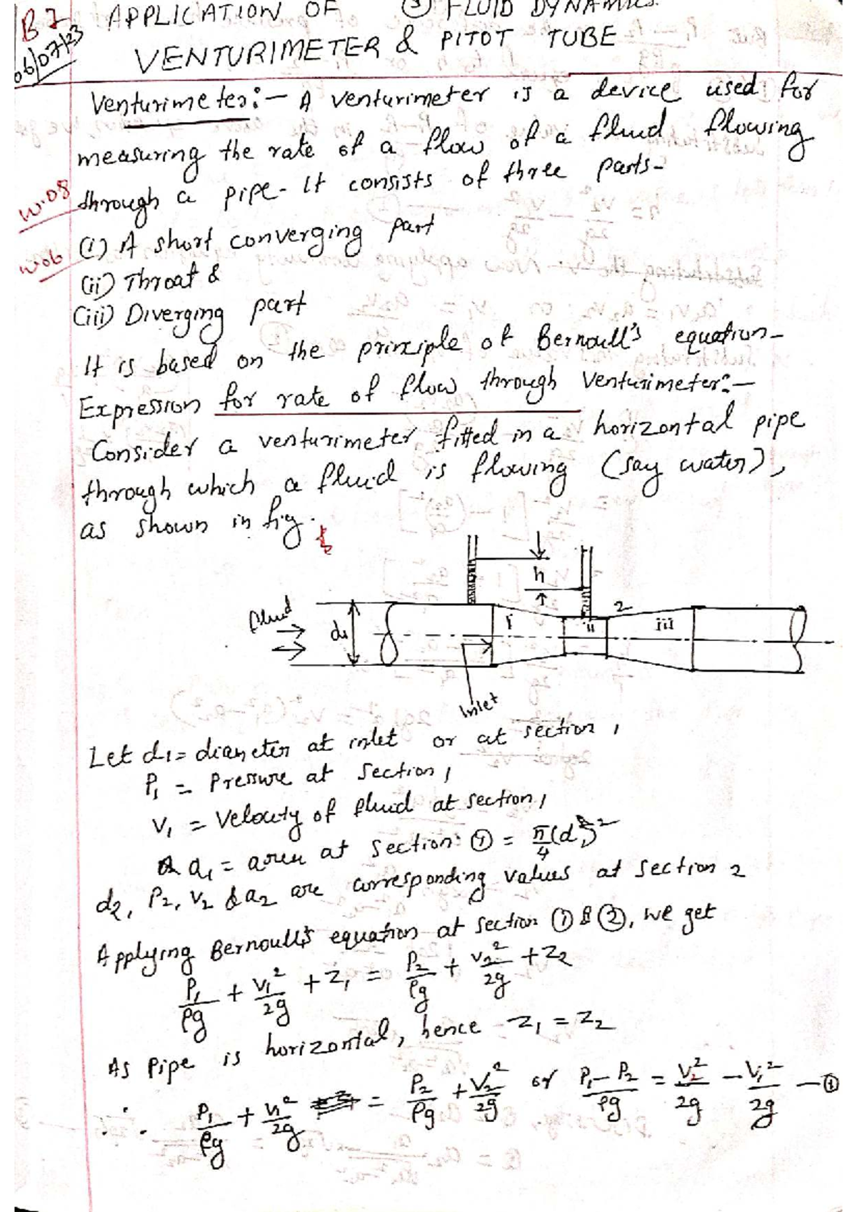 B7 Fluid Dynamics: Venturimeter & Pitot Tube Analysis - Studocu