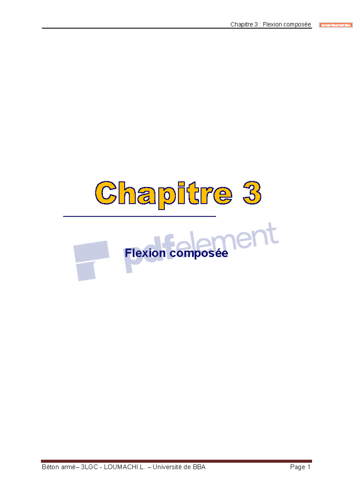 BA II - Chapitre 3 - Analyse de la Flexion Composée - Studocu