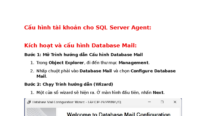 Cấu hình Database Mail cho SQL Server Agent: Hướng dẫn chi tiết - Studocu