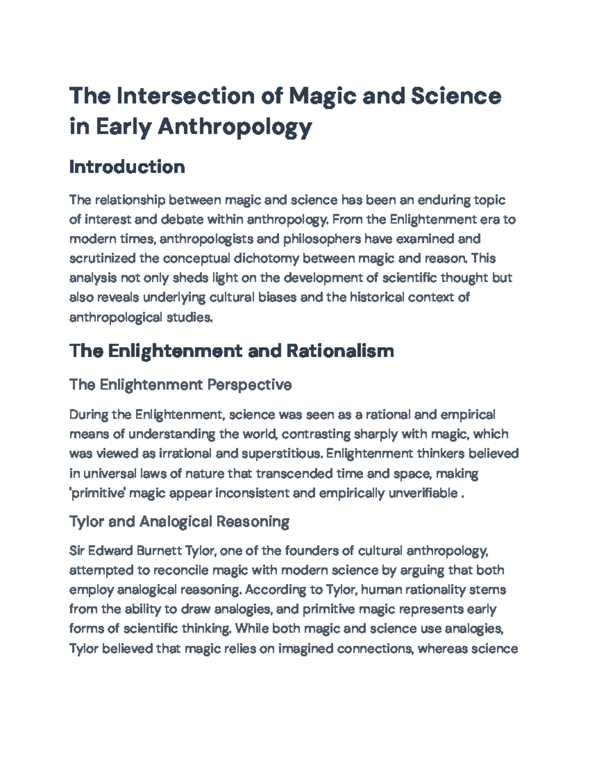 The Intersection of Magic and Science in Early Anthropology Analysis ...
