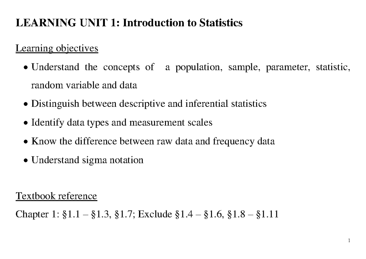 LU1 Lecture Notes - For additional understanding - LEARNING UNIT 1 ...