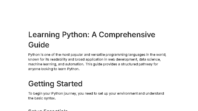 Python 101: A Comprehensive Guide to Learning Python - Studocu