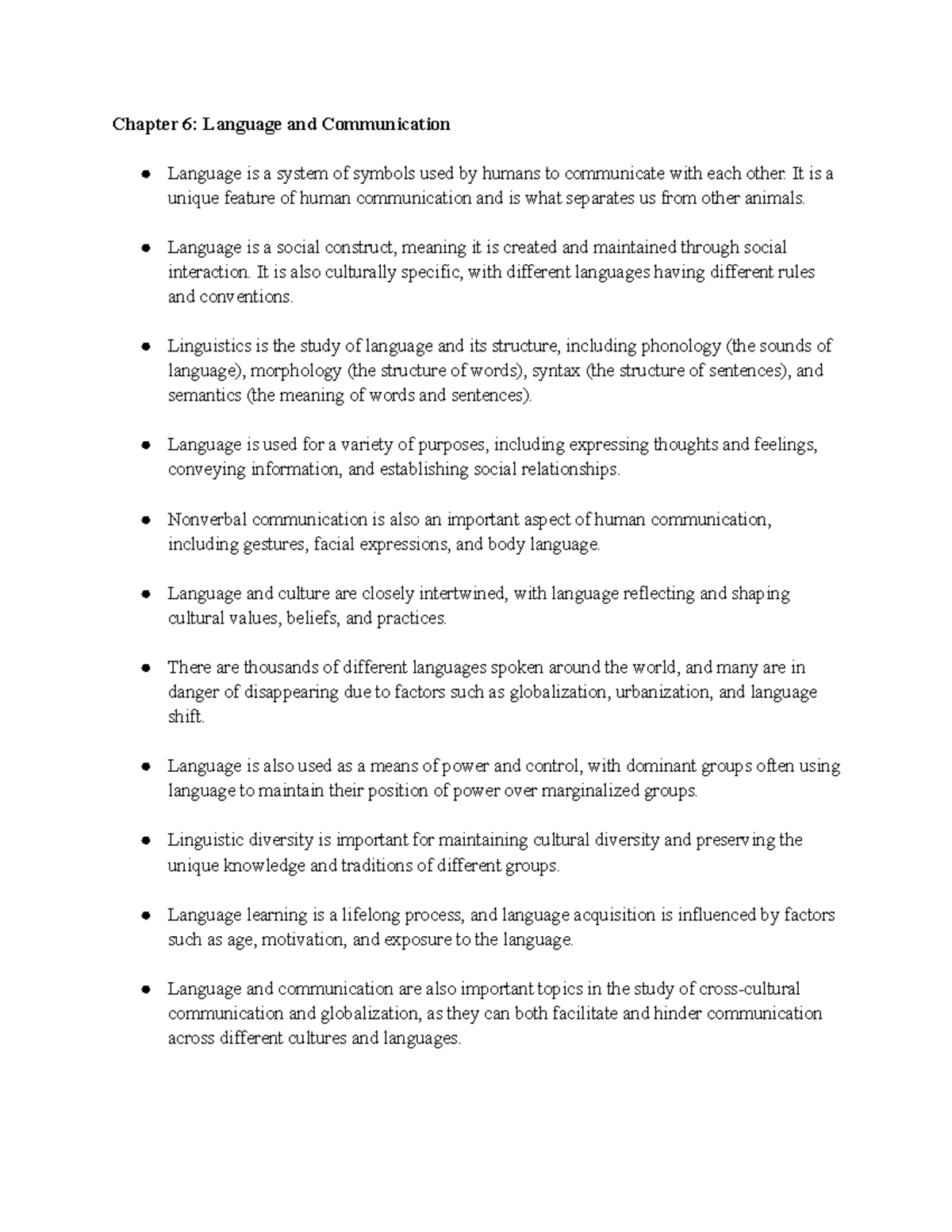 ANTH 101 Chapter 6: Language and Communication Insights - Studocu