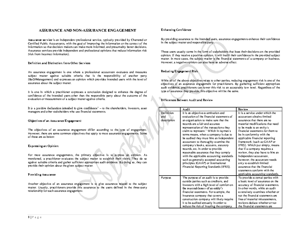 Understanding Assurance vs. Non-Assurance Engagements in Accounting ...