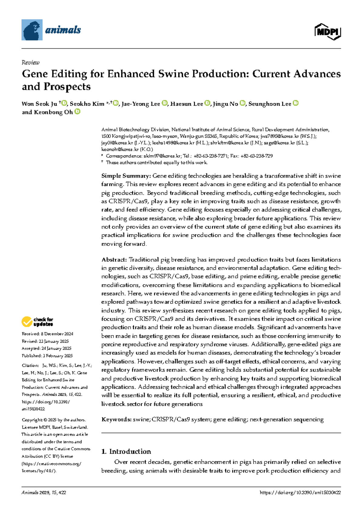 Gene Editing in Swine Production: Advances & Future Prospects (ANIM ...