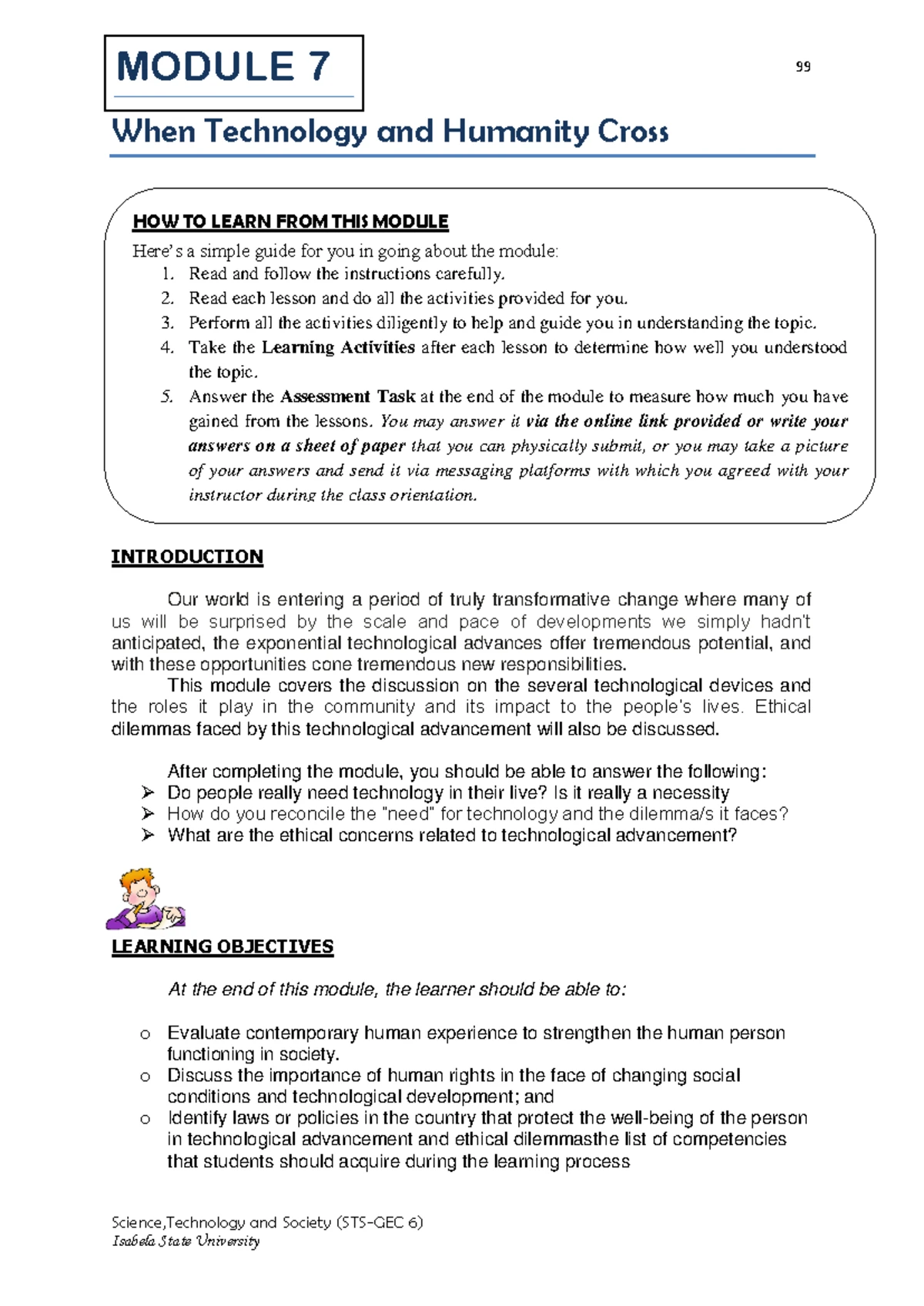 Science and Technology and Society (STS) Module 6: The Good Life ...