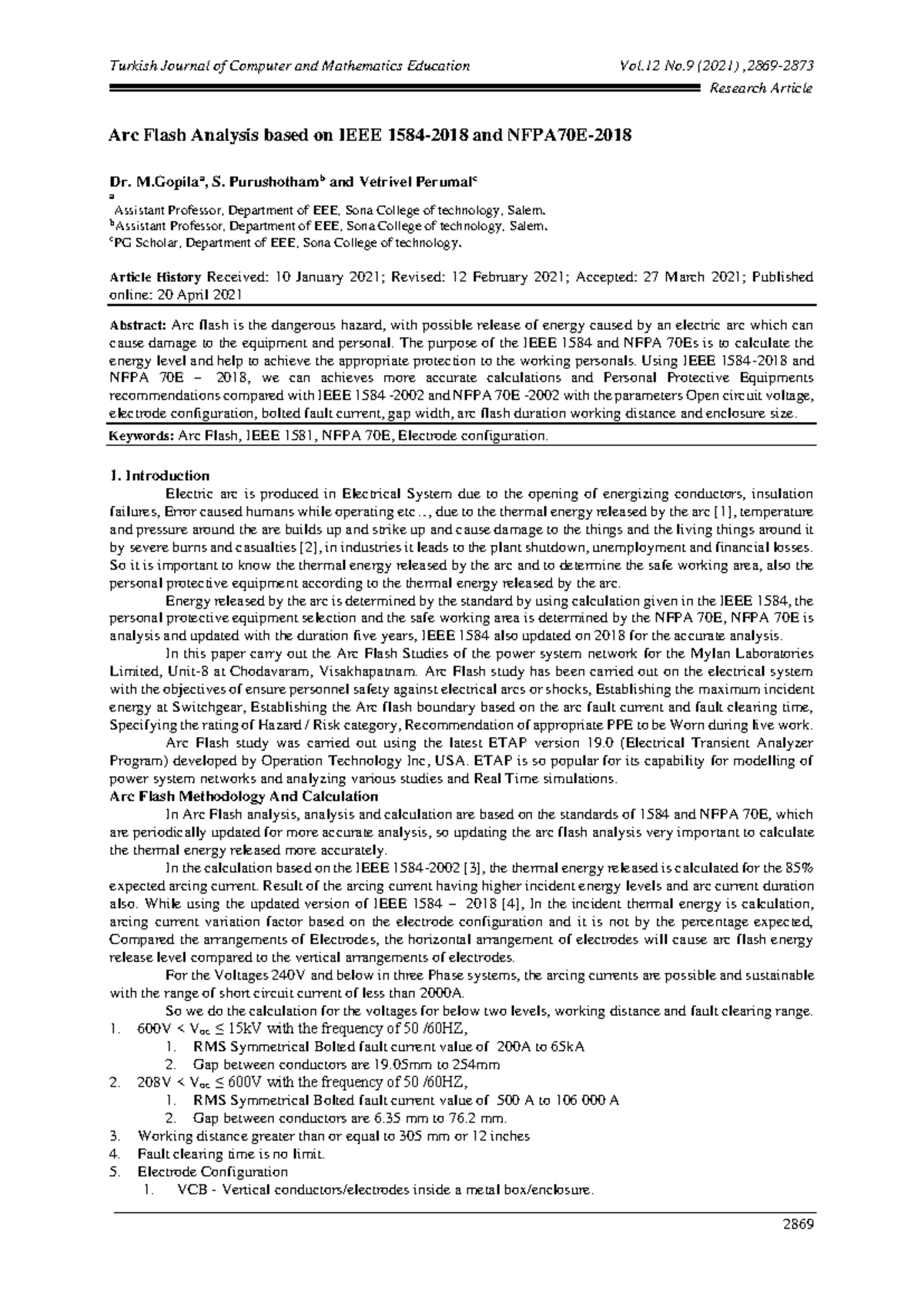 Arc Flash Analysis Report: Safety Measures Using IEEE 1584-2018 & NFPA ...